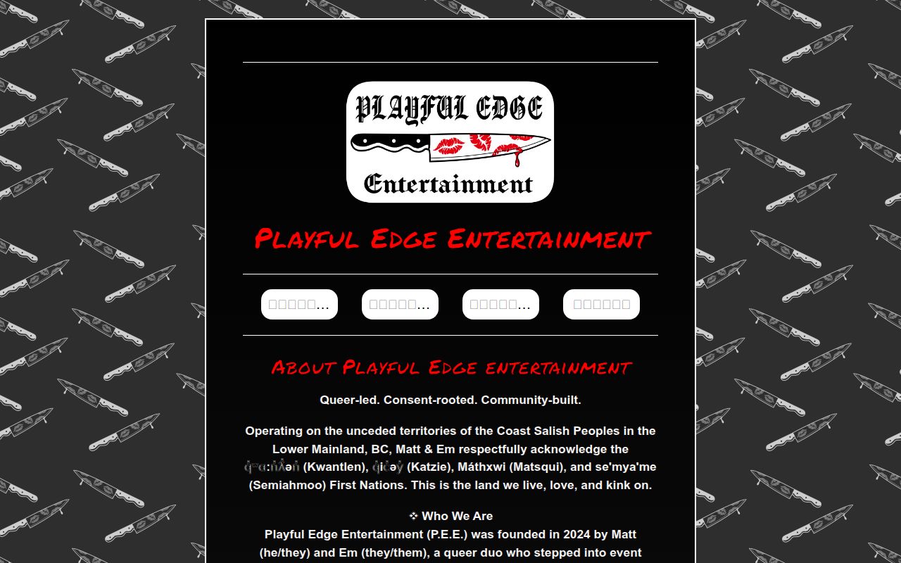 Playful Edge Entertainment Website.